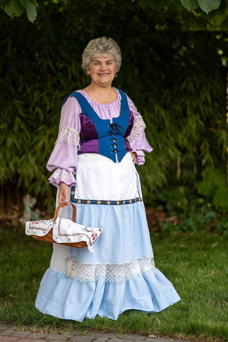 5 Pc. Medieval Peasant Lady Costume. Peasant Blouse, Bloomers, Skirt ...