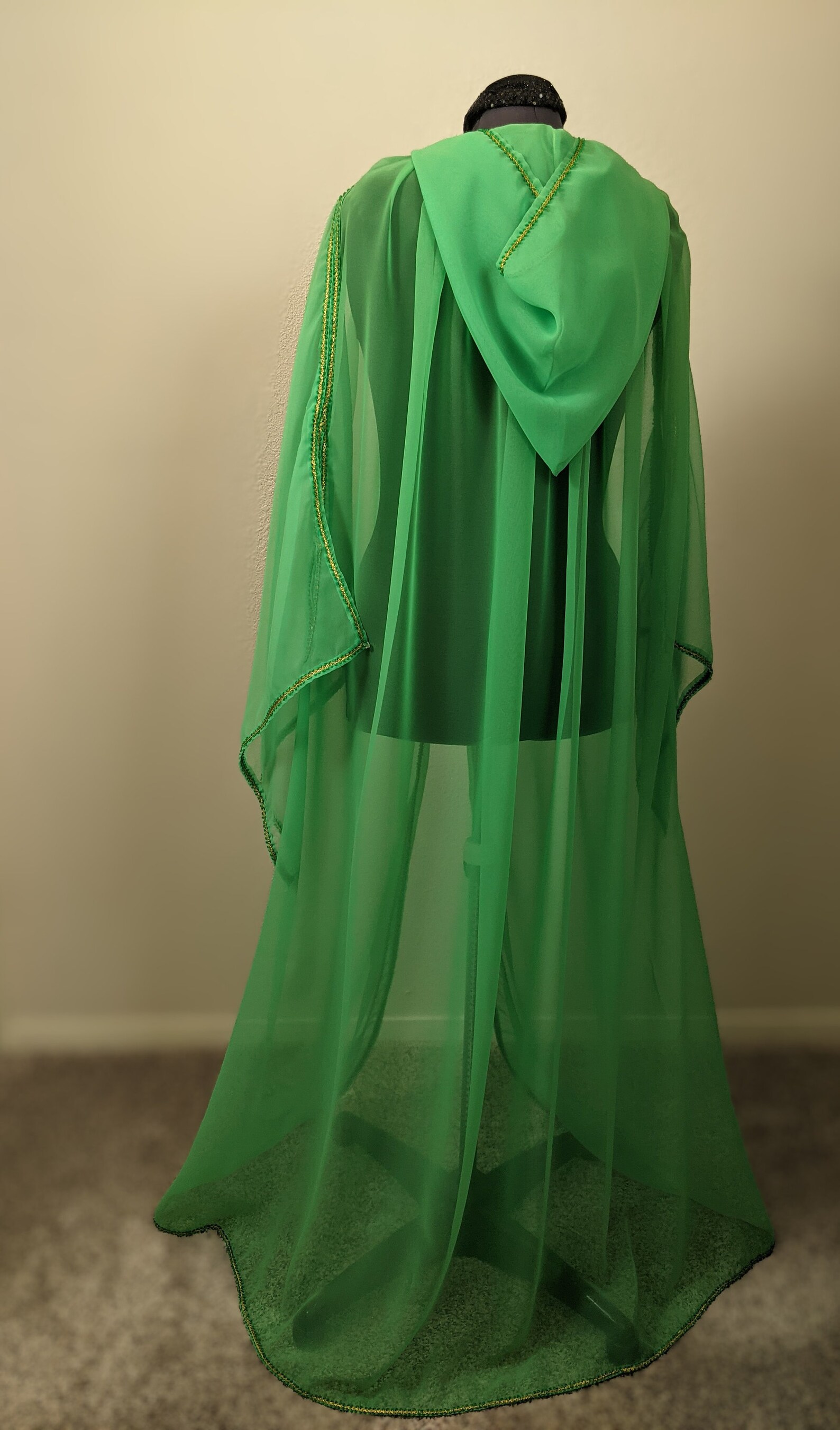 Wizard/sorceress Robe, Full Length, Hood. Bright Green Sheer Robe With ...
