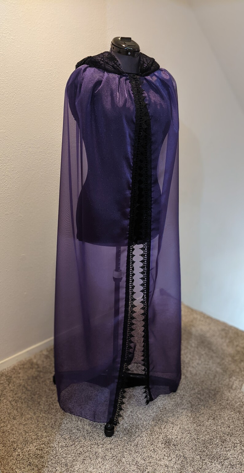 Hooded Cloak, Full Length. Shimmering Purple With Spider Web Hood and ...