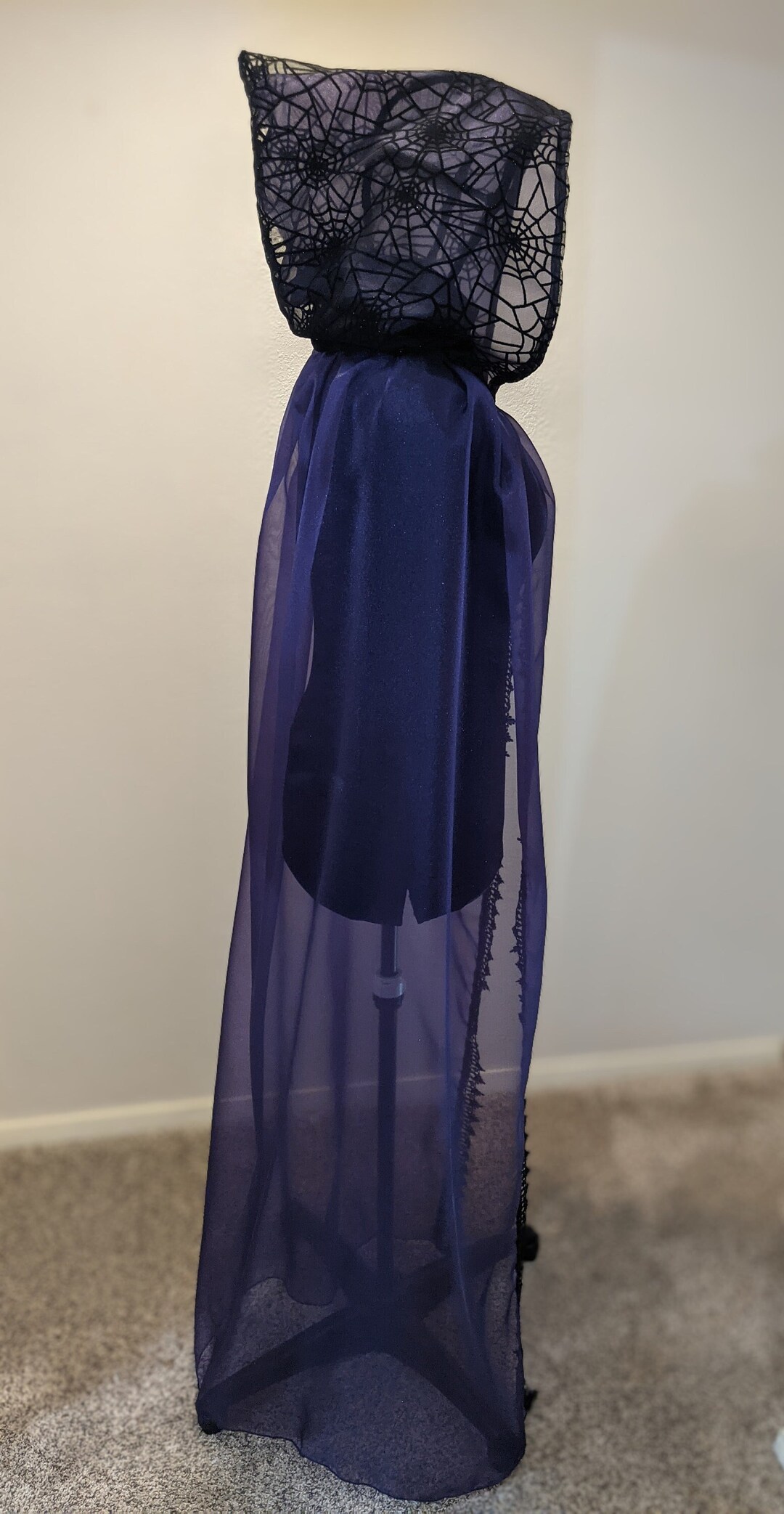 Hooded Cloak, Full Length. Shimmering Purple With Spider Web Hood and ...