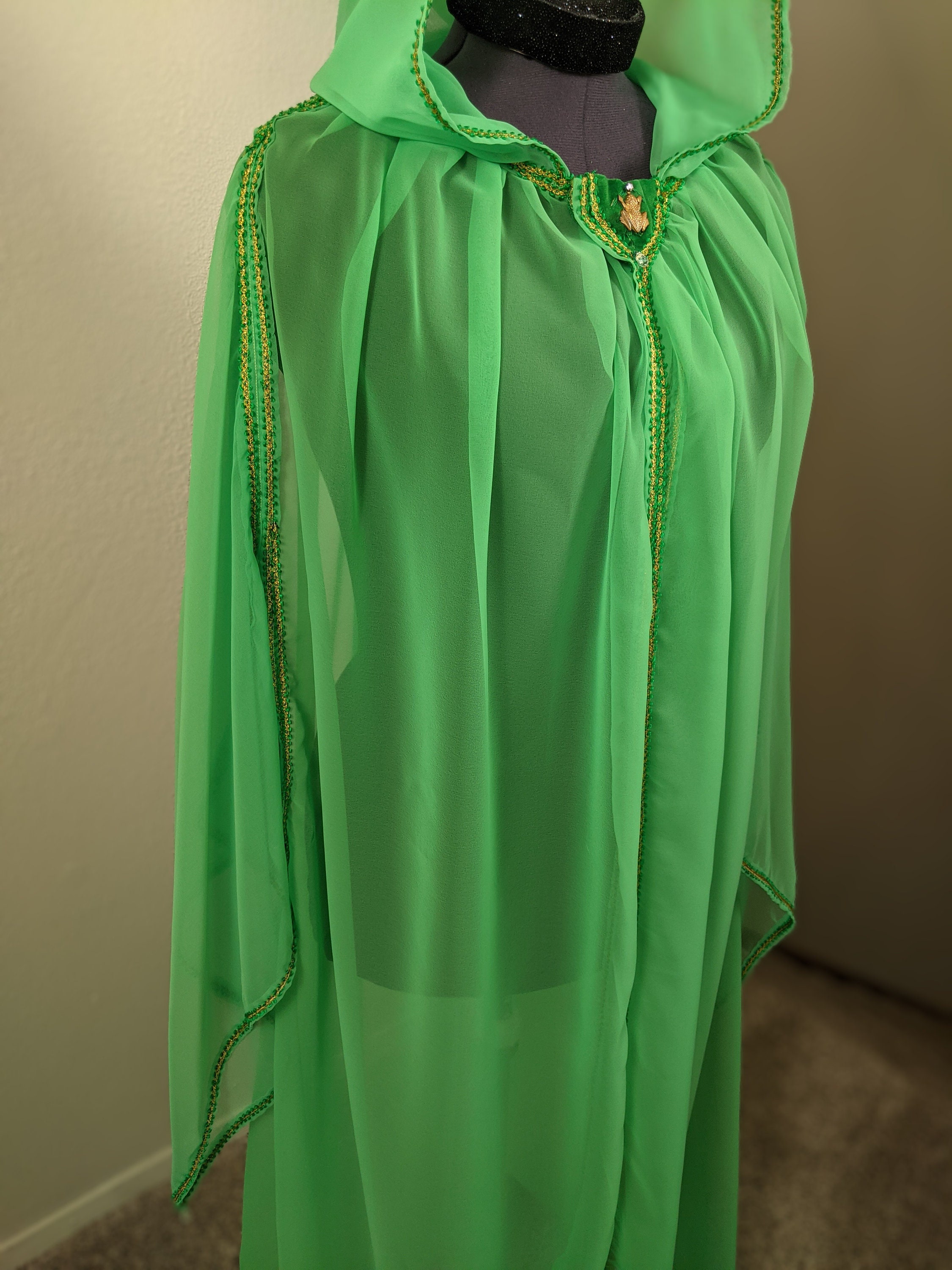 Wizard/sorceress Robe, Full Length, Hood. Bright Green Sheer Robe With ...