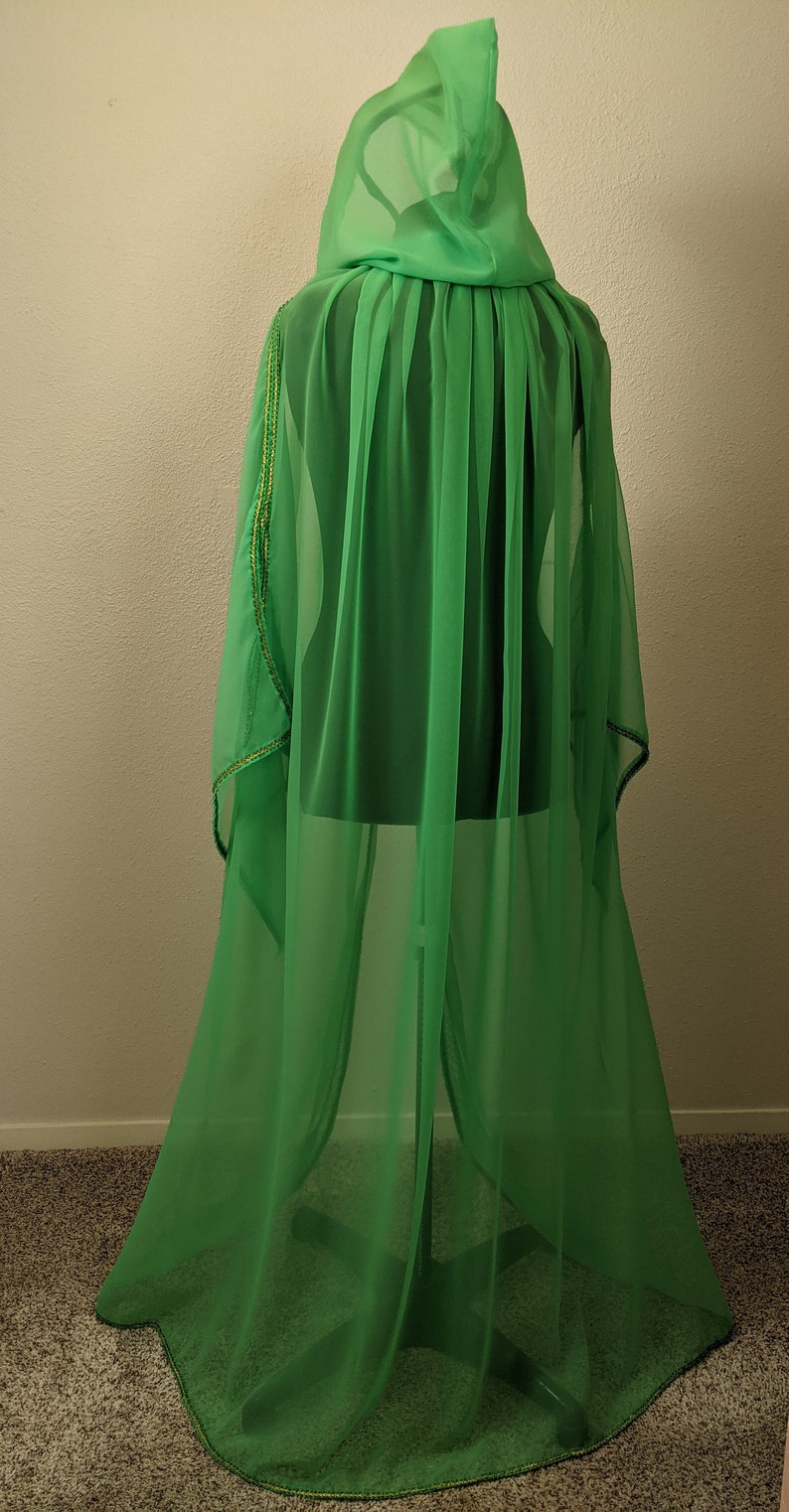 Wizard/sorceress Robe, Full Length, Hood. Bright Green Sheer Robe With ...