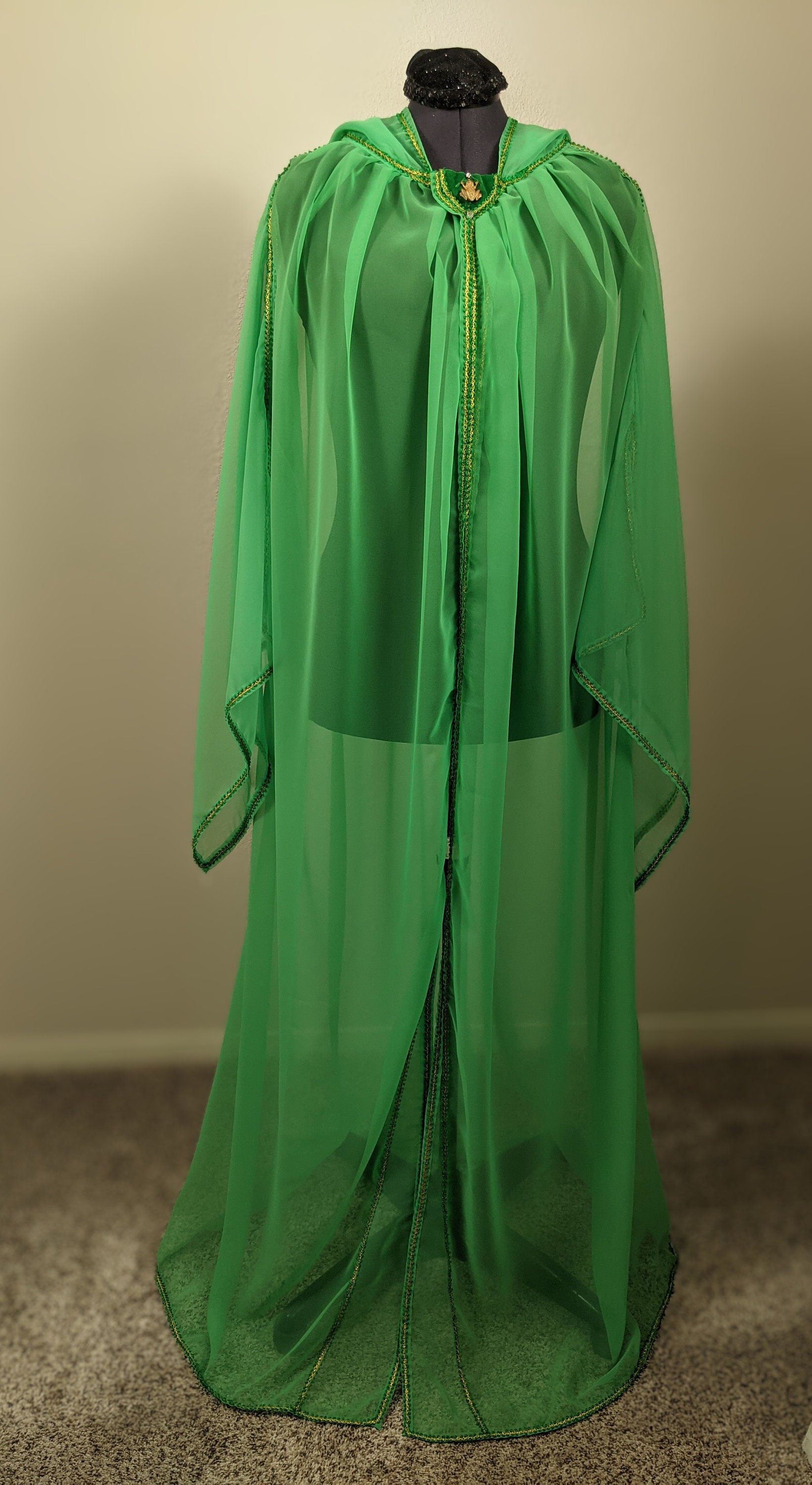 Wizard/sorceress Robe, Full Length, Hood. Bright Green Sheer Robe With ...