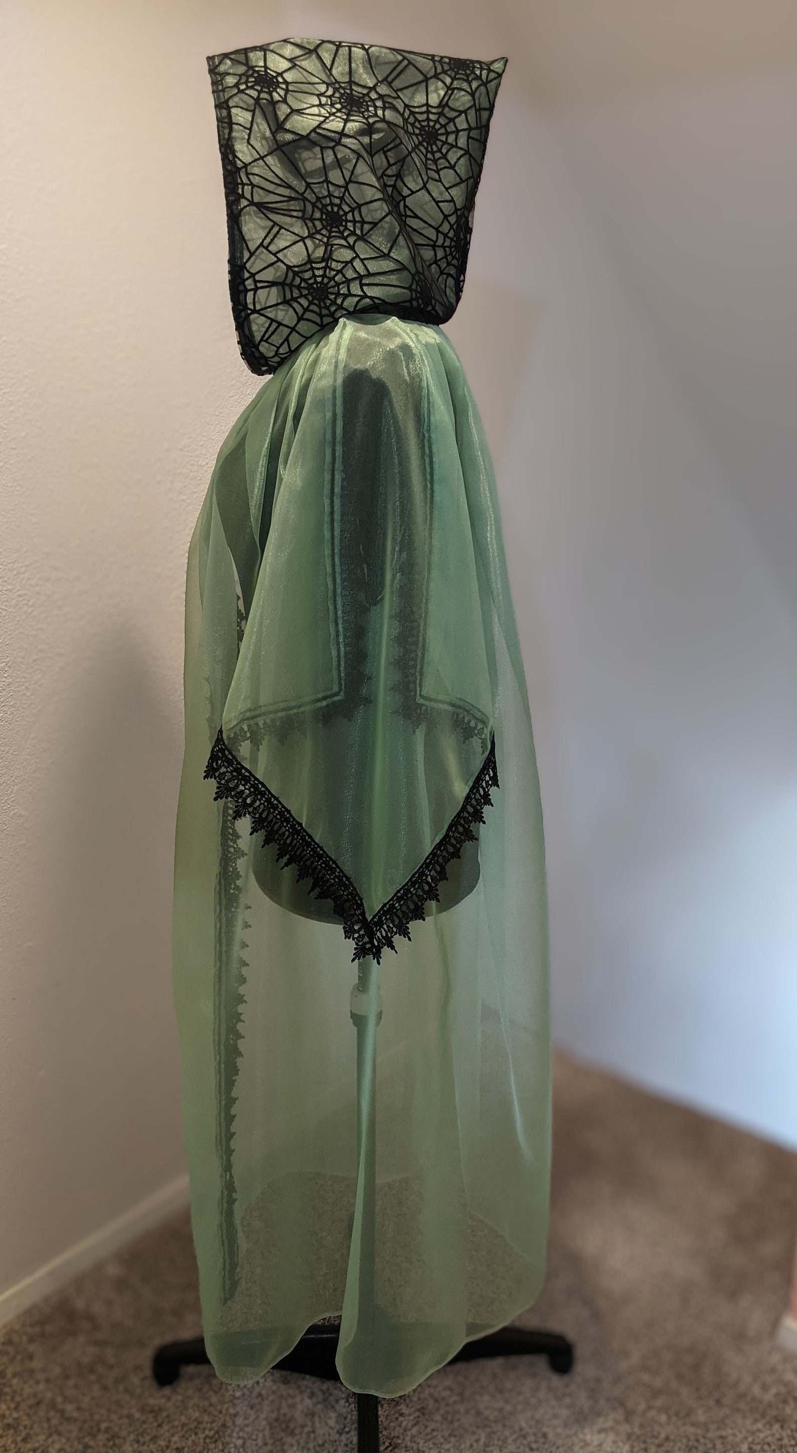 Wizard Robe, Full Length, Hood. Sheer, Shimmering, Light Green Robe ...
