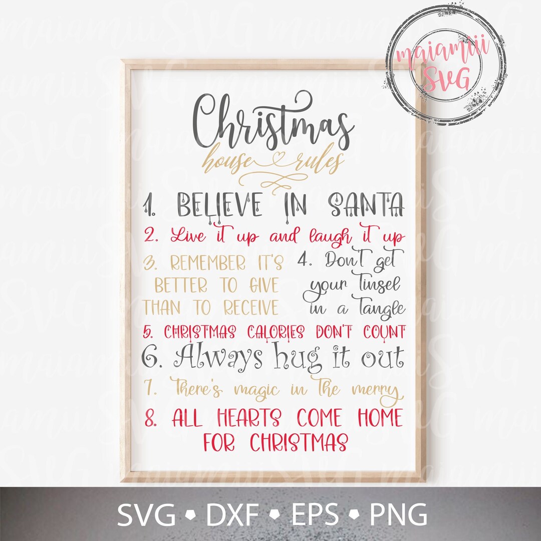 Christmas House Rules Svg, Family Christmas Svg, Funny Christmas Svg ...