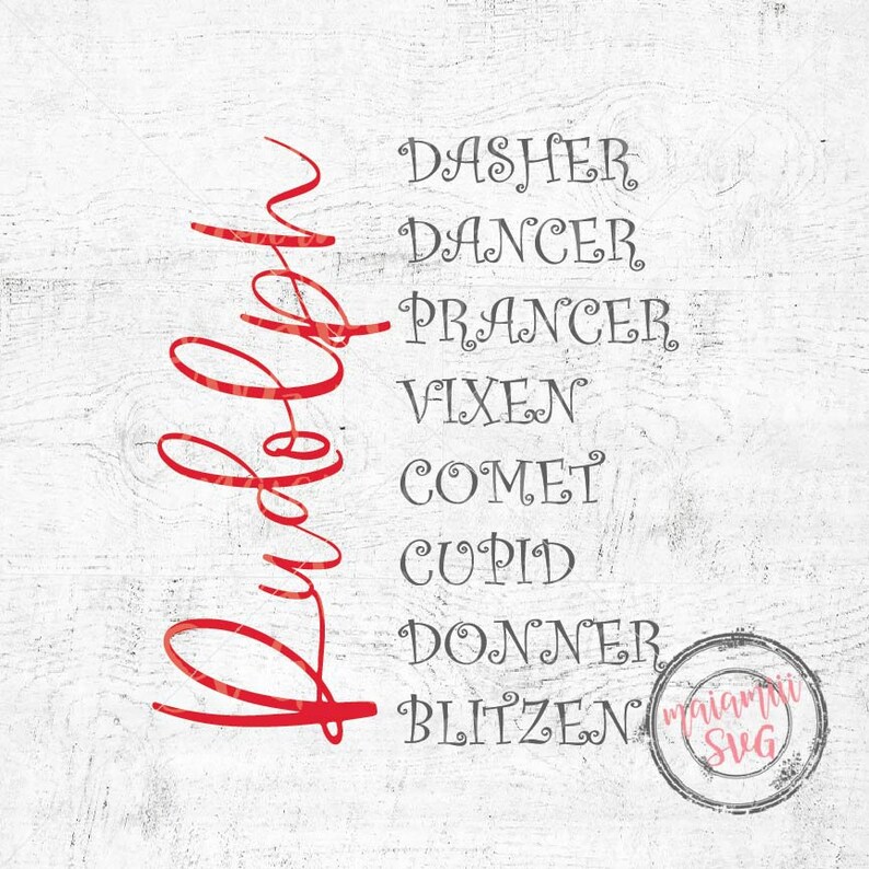 Reindeer Names Svg Santas Reindeer Svg Rudolph Svg Reindeer - Etsy
