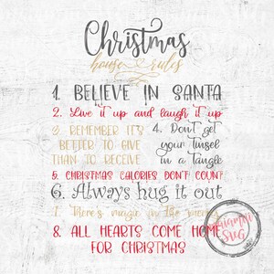 Christmas House Rules Svg Family Christmas Svg Funny - Etsy