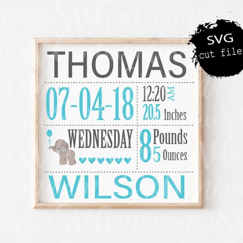 Customized Birth Stats SVG - Etsy