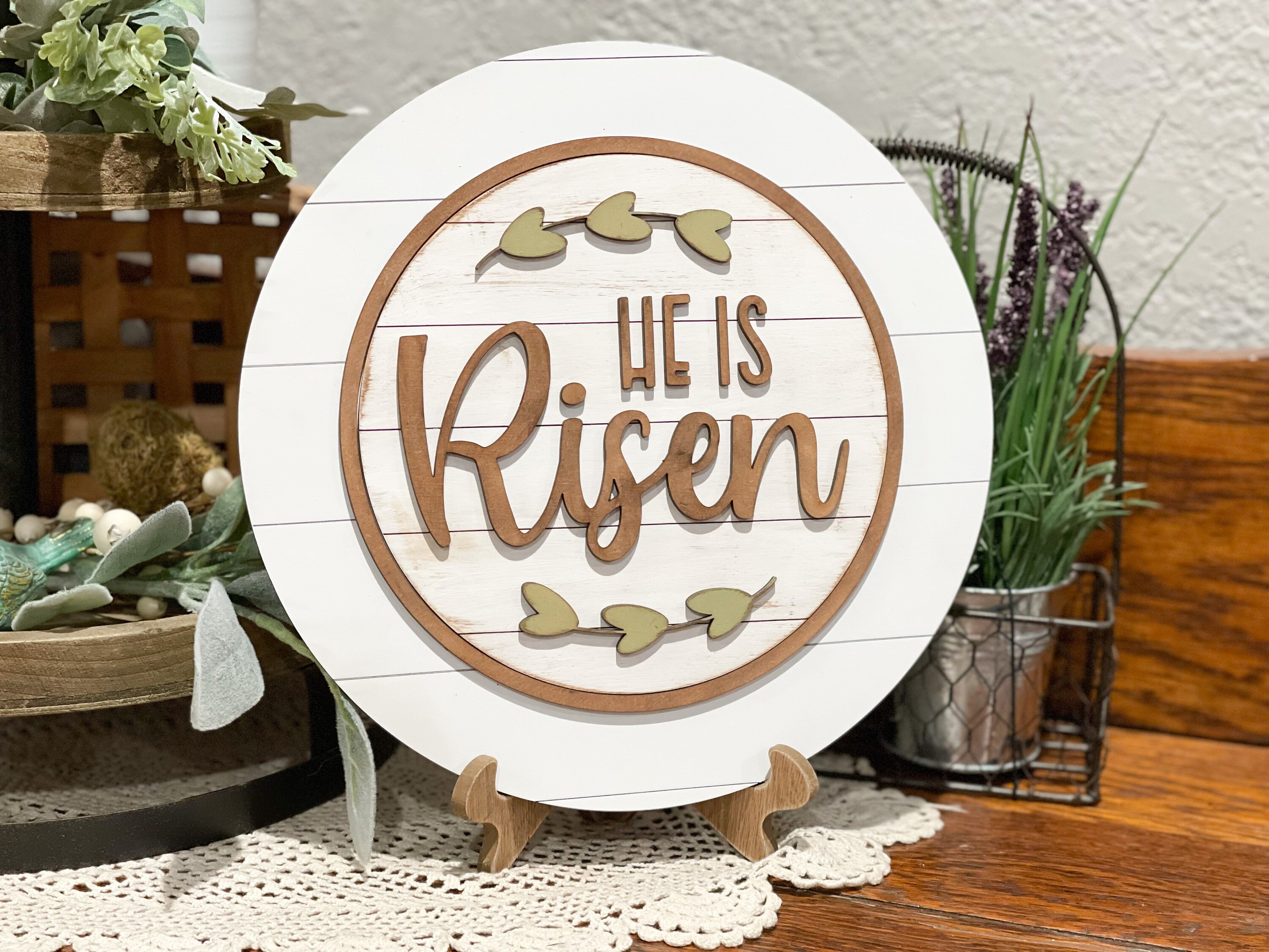 He is Risen Sign W/ Ivy Glowforge Laser Sign SVG Tiered | Etsy