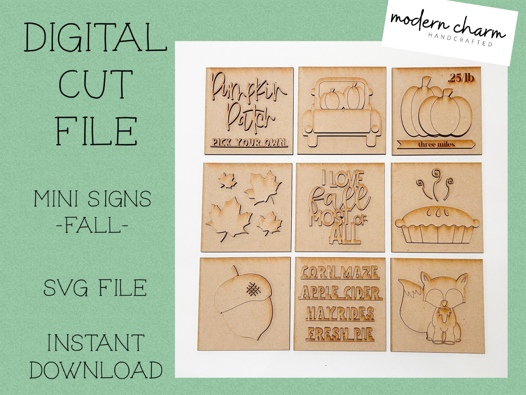 Fall Mini Signs Glowforge Laser Mini Sign SVG Tiered Tray - Etsy