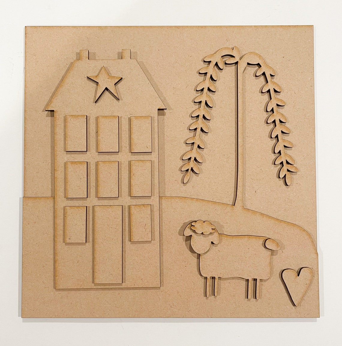 Primitive Saltbox House W/ Sheep, Glowforge Laser, Sign SVG, Tiered ...
