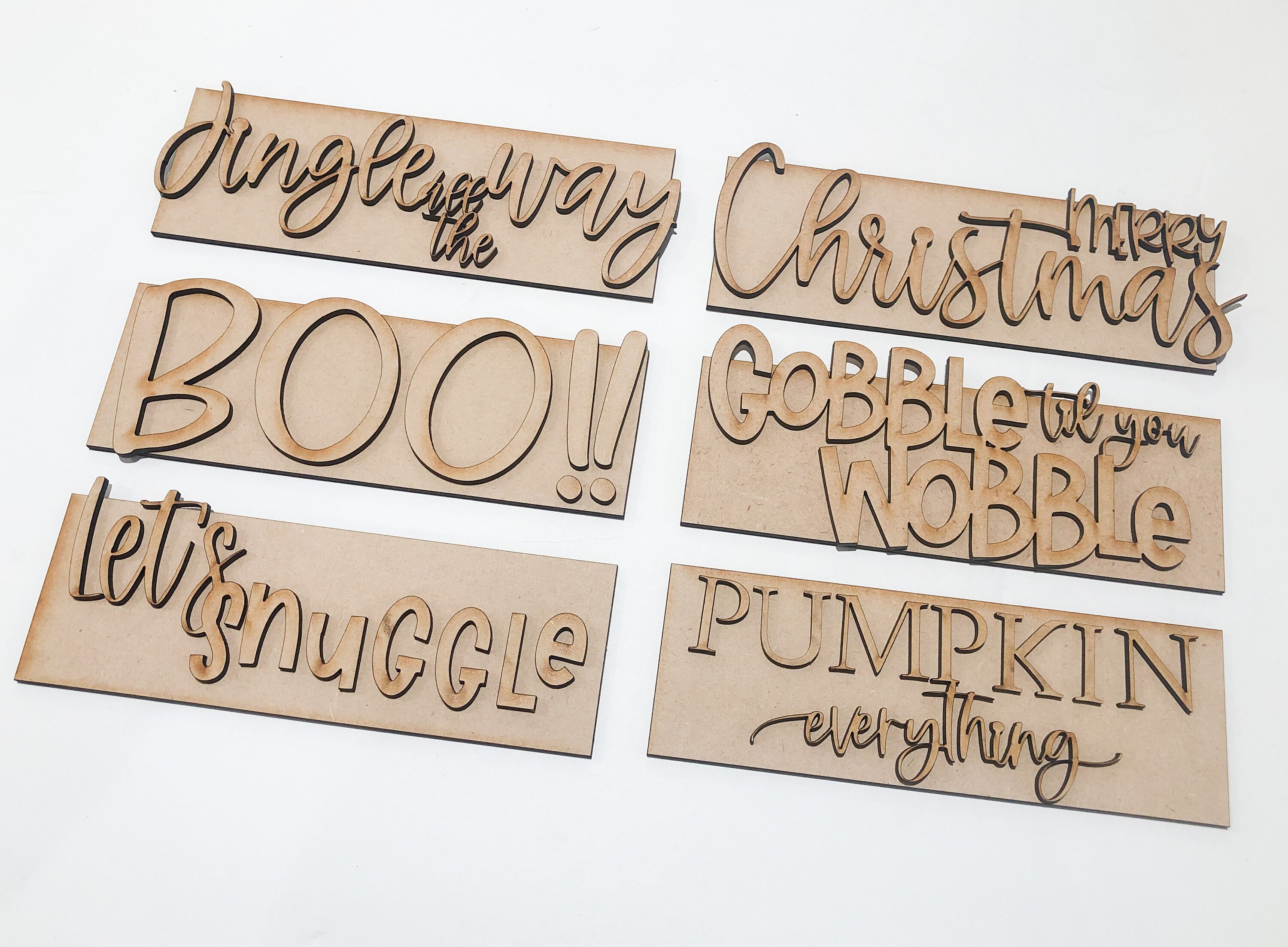 Word Plates Set 1 Fall Halloween Christmas Glowforge | Etsy