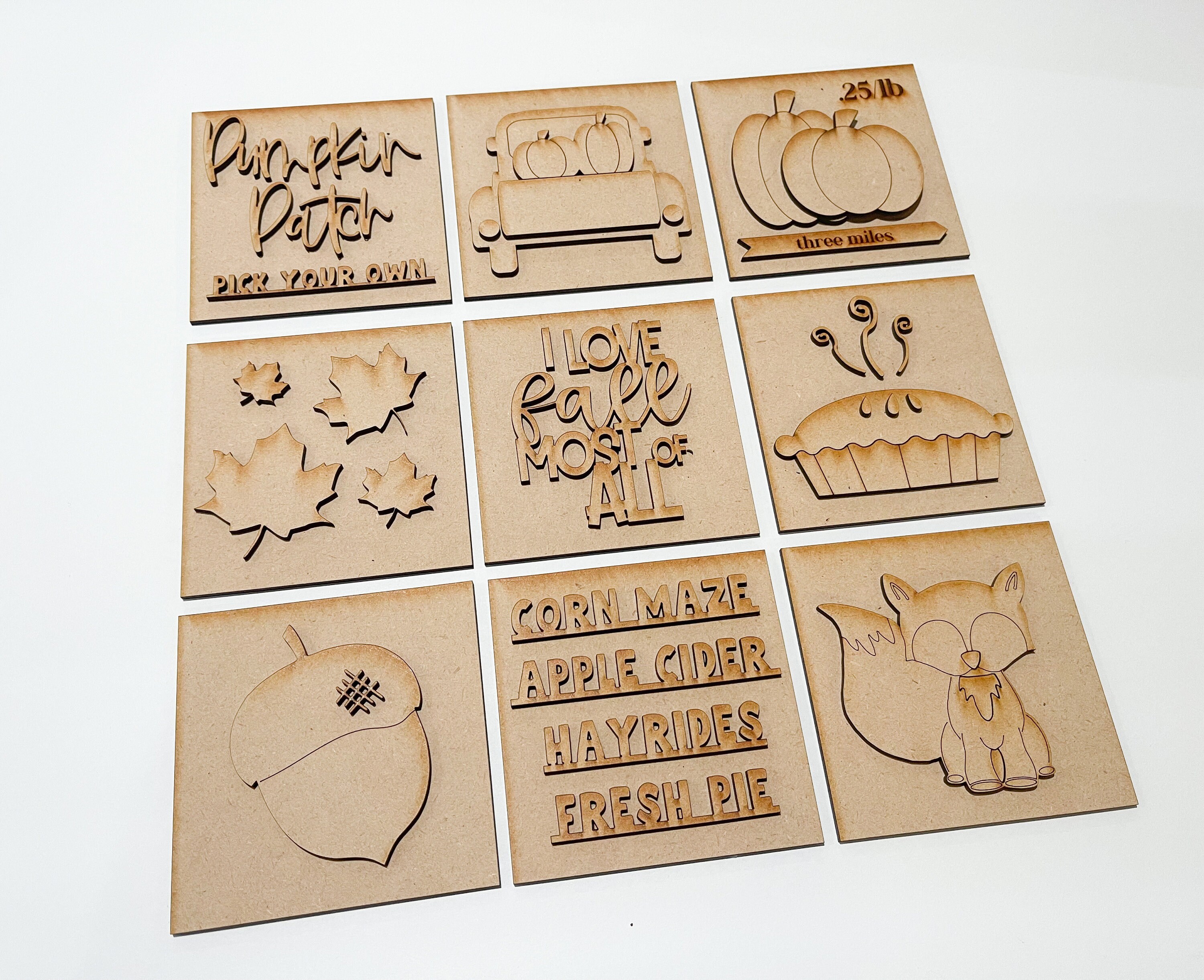 Fall Mini Signs Glowforge Laser Mini Sign SVG Tiered Tray - Etsy