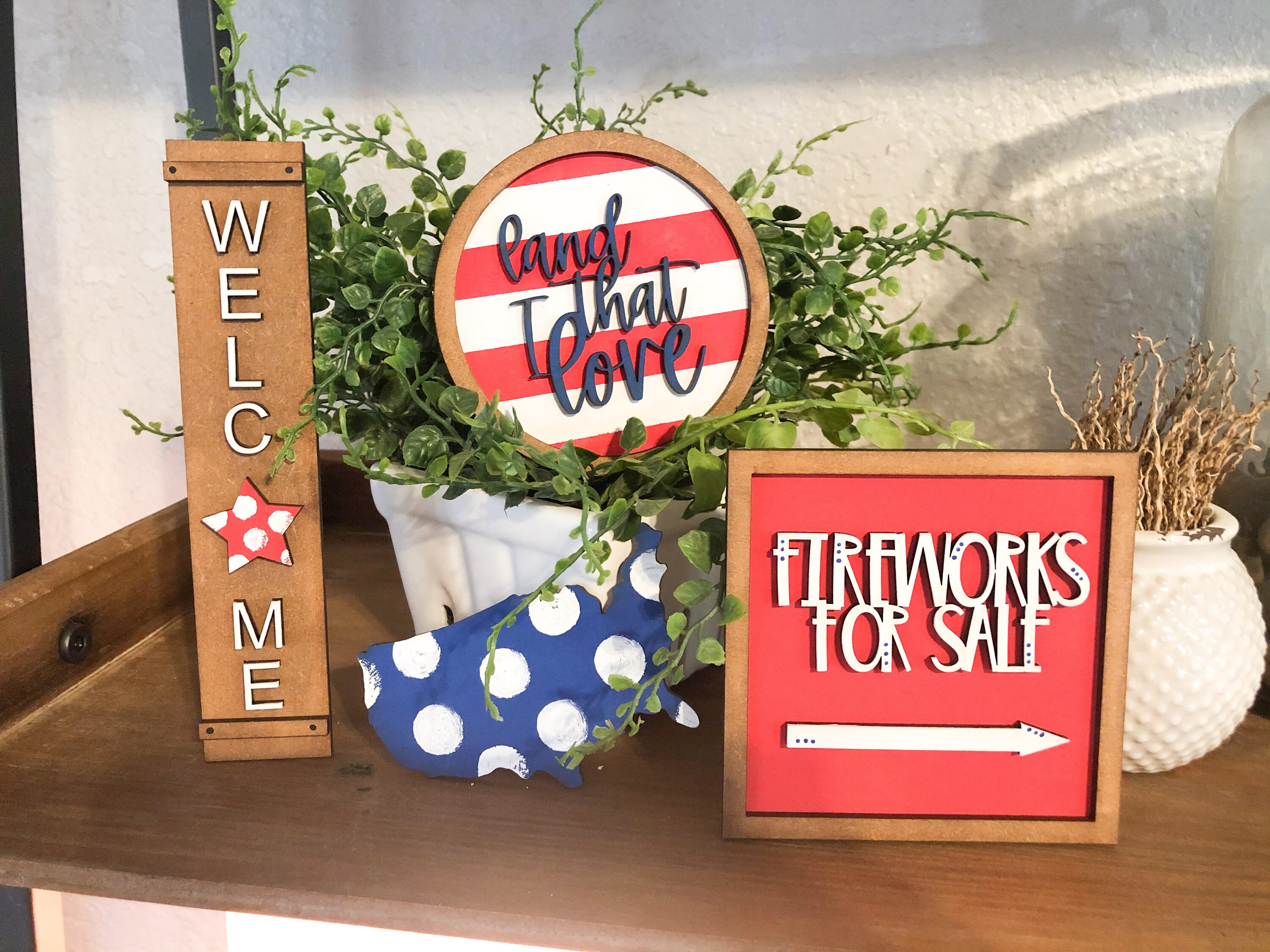 Patriotic Mini Sign Trio Glowforge Laser Mini Sign SVG - Etsy