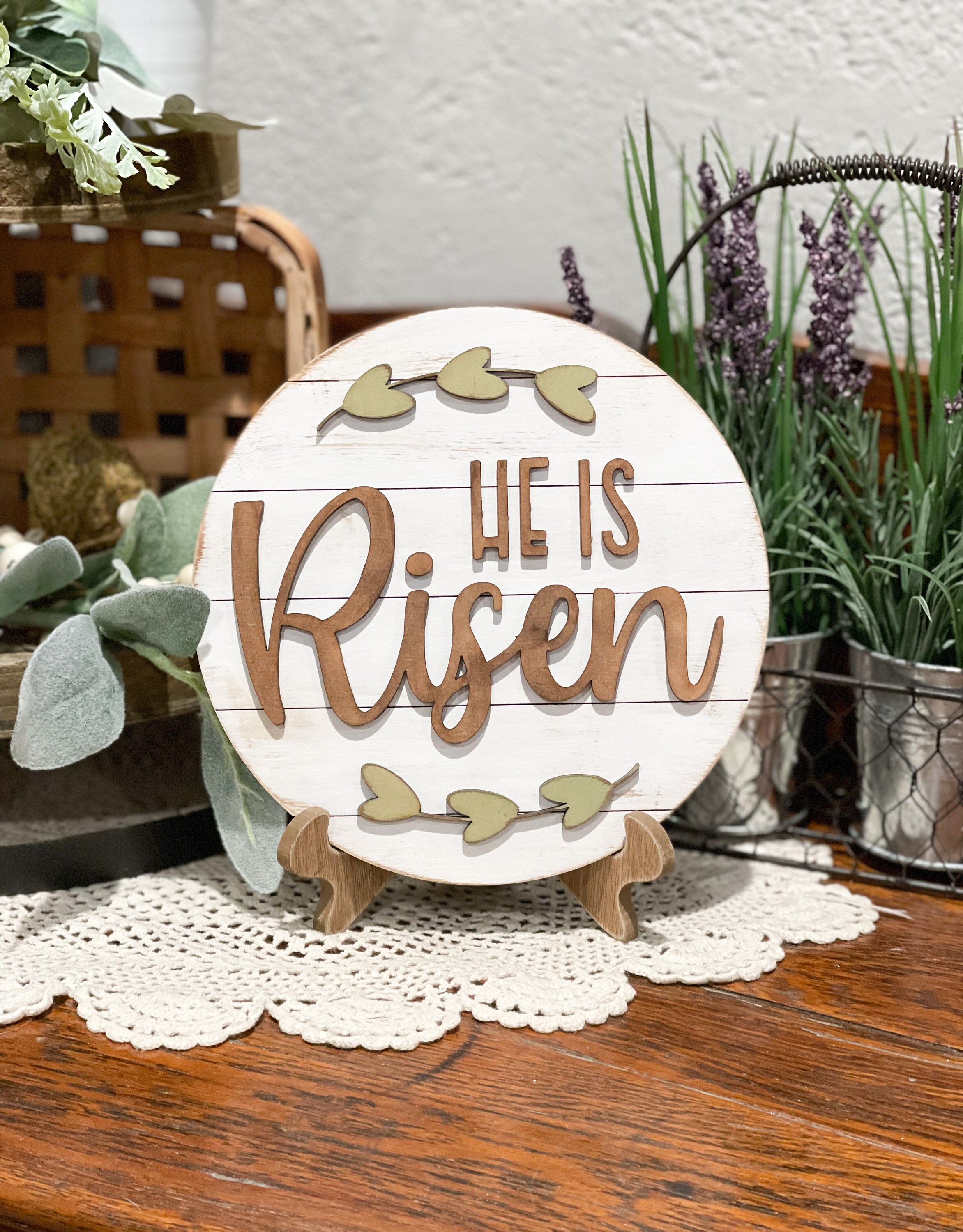 He is Risen Sign W/ Ivy Glowforge Laser Sign SVG Tiered | Etsy