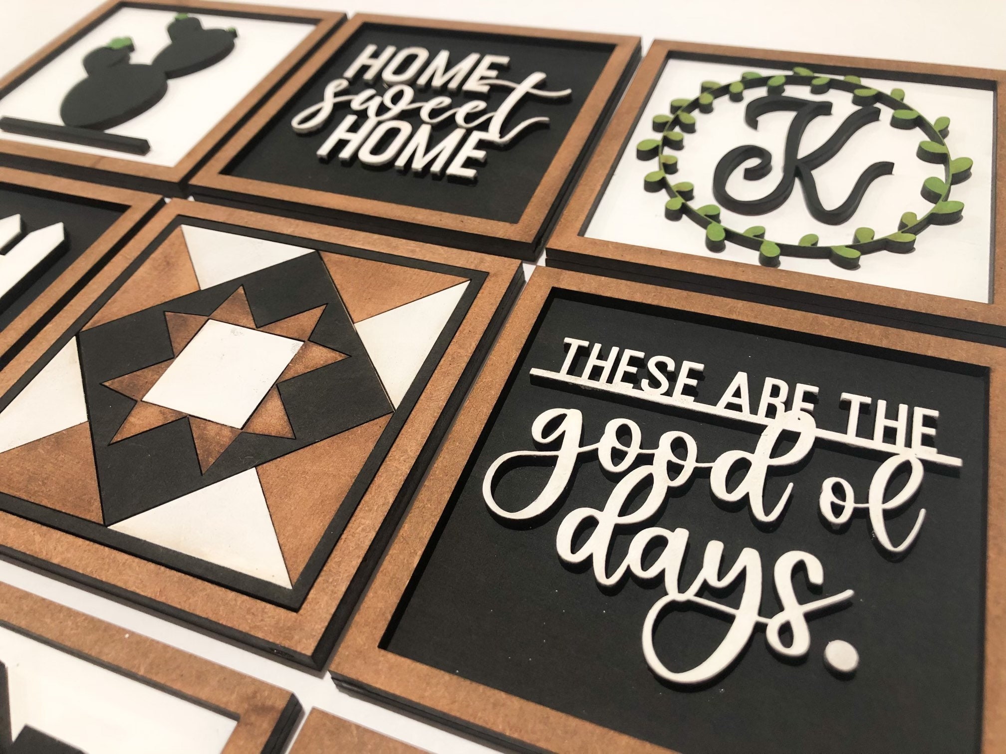 Home Sweet Home Mini Signs, Glowforge Laser, Mini Sign SVG, Tiered Tray ...