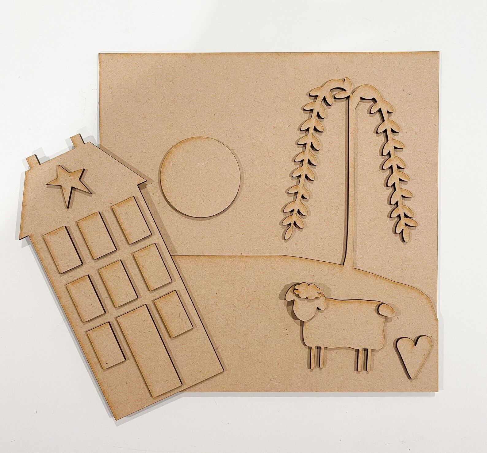 Primitive Saltbox House W/ Sheep, Glowforge Laser, Sign SVG, Tiered ...