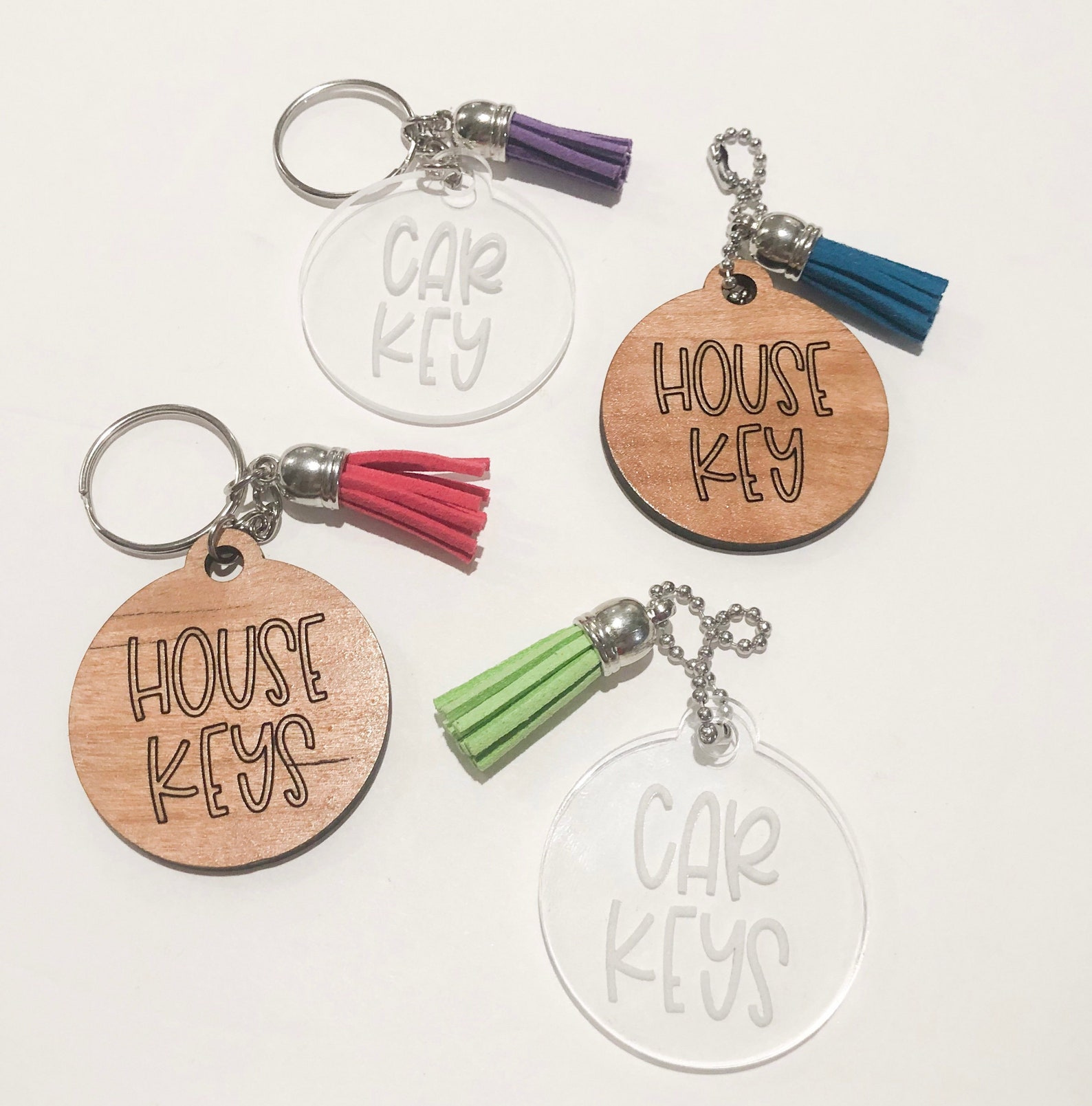 Keychains Household Variety Set Glowforge Laser Keychain - Etsy