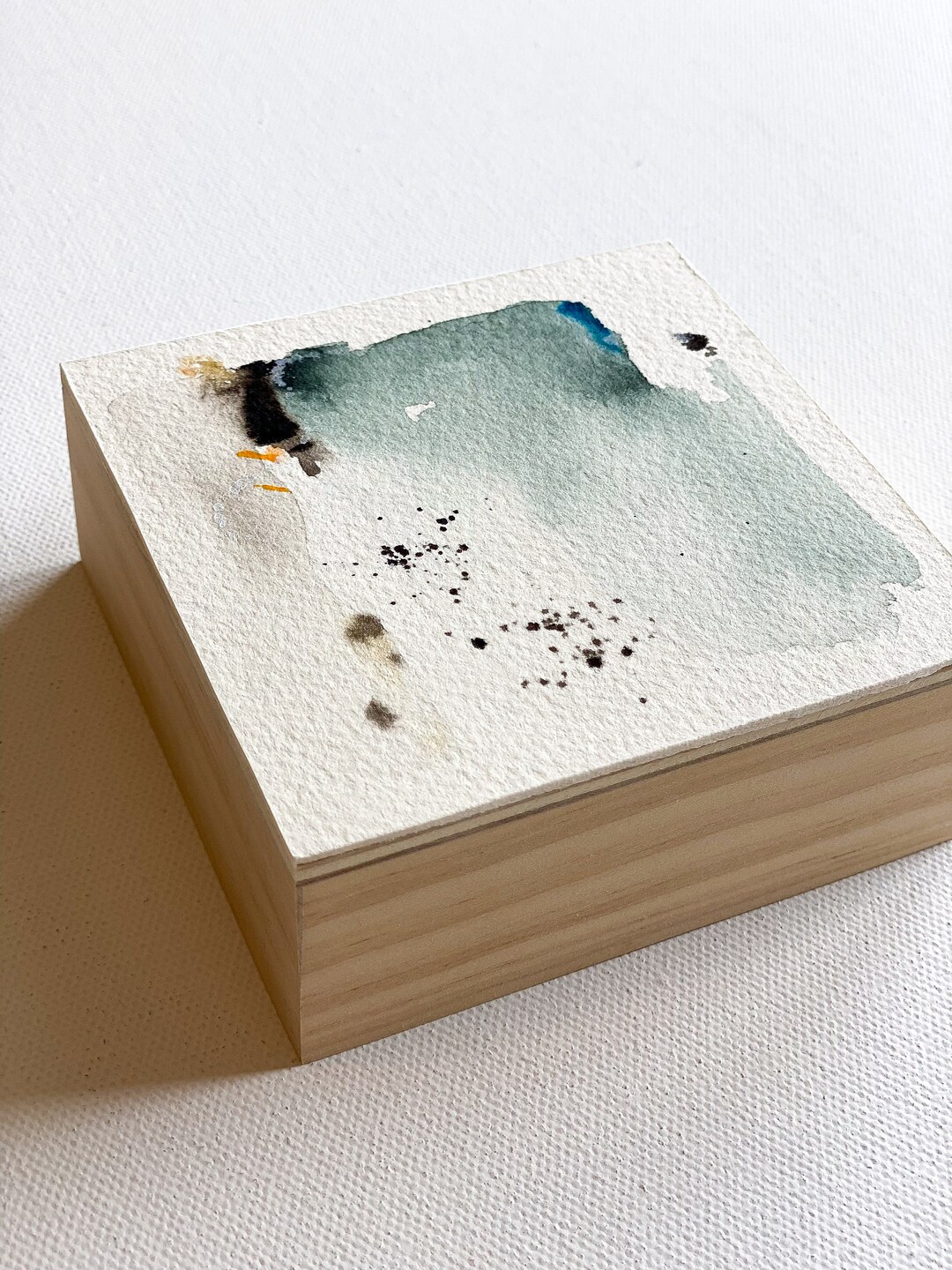 Original Watercolor Painting, Small Abstract Painting, Mini Wood ...