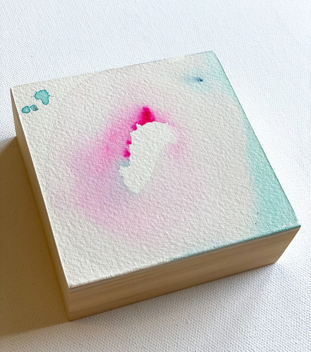 Original Watercolor Painting, Small Abstract Painting, Mini Wood ...