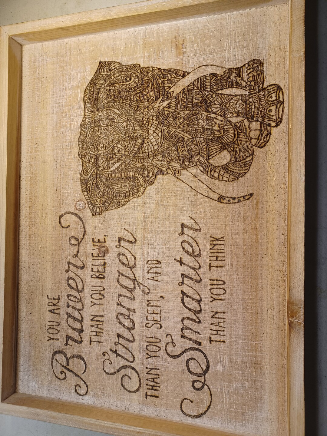 Tribal Elephant Pyrography Wall Art - Etsy