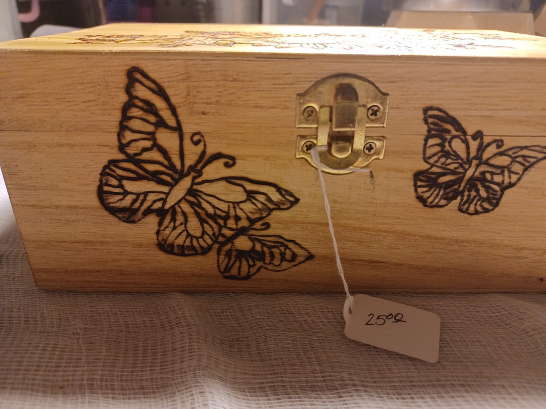Butterfly and Flower Wood Box - Etsy
