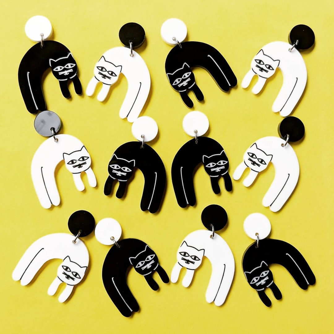 Slinky Cats Handcrafted Acrylic Jewellery by Little White - Etsy