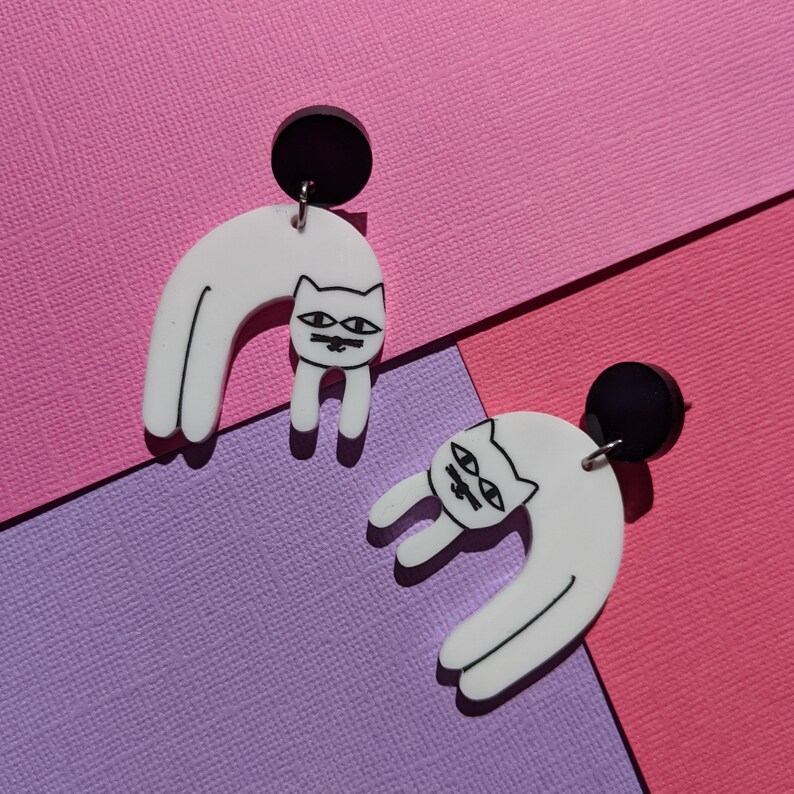 Slinky Cats Handcrafted Acrylic Jewellery by Little White - Etsy