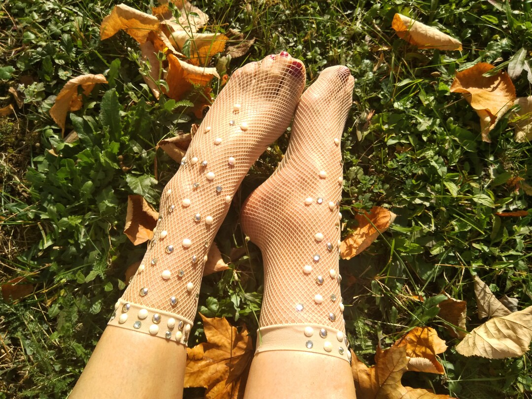 Fishnets Tights. Embellished Rhinestone Sparkle Cute Novelty Socks ...