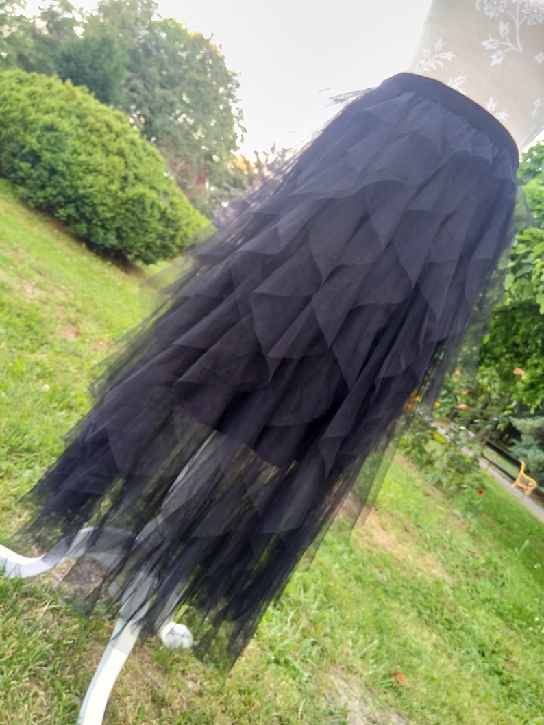 Tulle Ruffles Asymmetric Skirt. Sheer Black Trend Transparent - Etsy