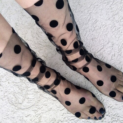 Tulle Socks. Sheer Black Cute Novelty Transparent Polka Dot | Etsy