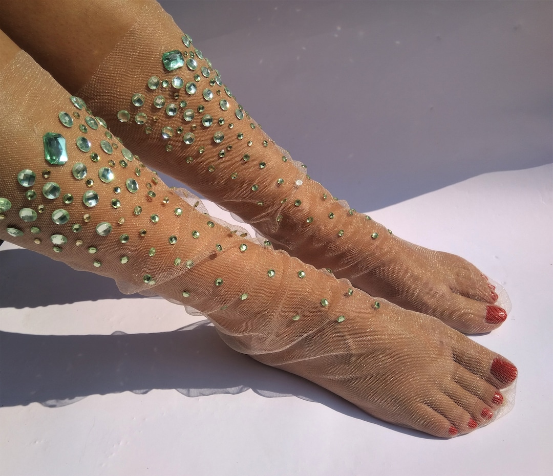 Tulle Socks. Cute Sheer Novelty Sparkle Rhinestones Glitter Socks. Gift ...