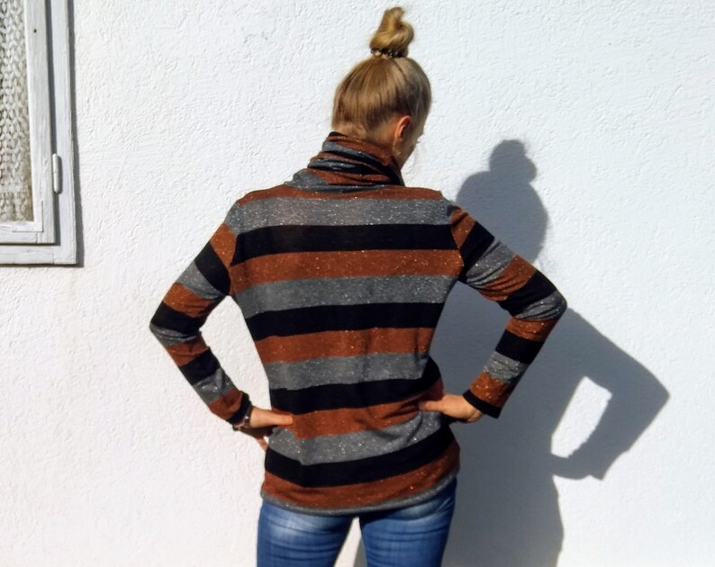 Striped Turtleneck Sweater Mask. Long Sleeve Wool Cotton - Etsy