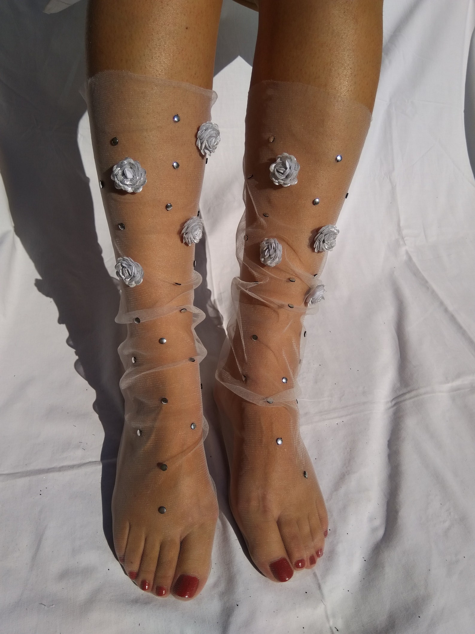 Tulle Socks. Sheer Glitter Flower Cute Cool Novelty Socks. - Etsy