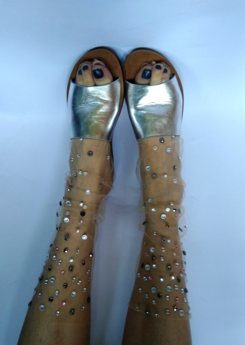 Tulle Socks. Sheer Trasparent Rhinestone Glitter Tights. | Etsy