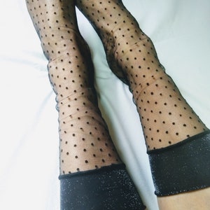 Tulle Socks. Sheer Black Polka Dot Cute Novelty Transparent Socks ...