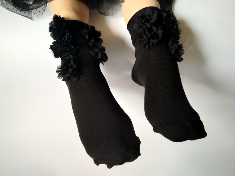 Flower Cotton Socks. Ankle Cute Novelty Happy Cool Red White Black ...