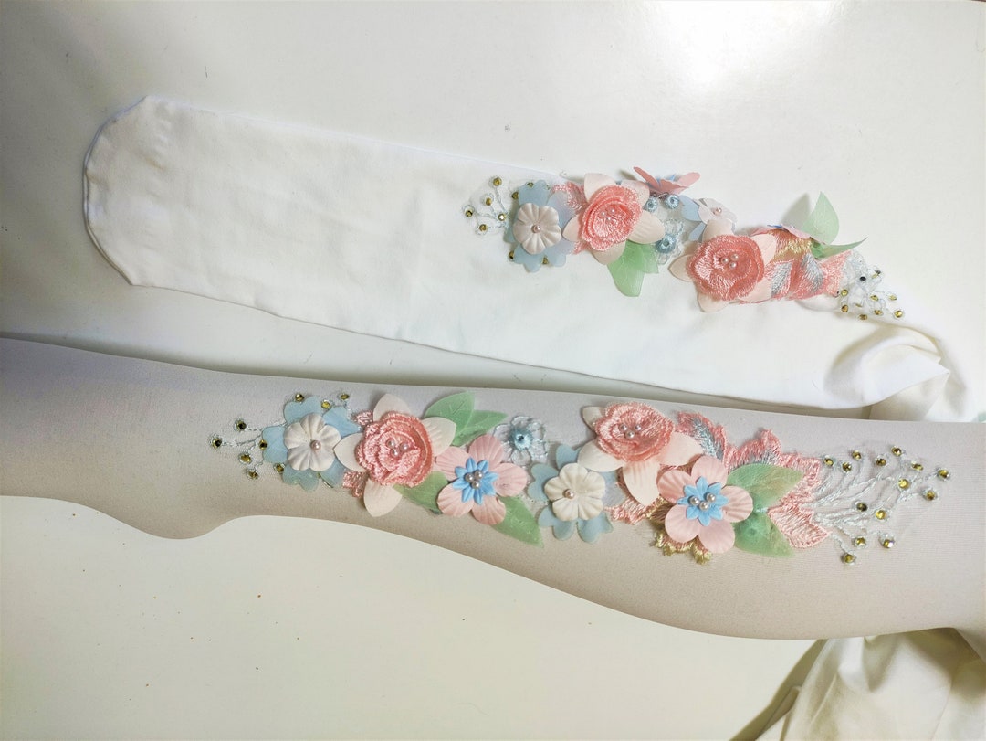 White Tights, Wedding Tights, Embellished Tights, Cute Tights, Dance ...