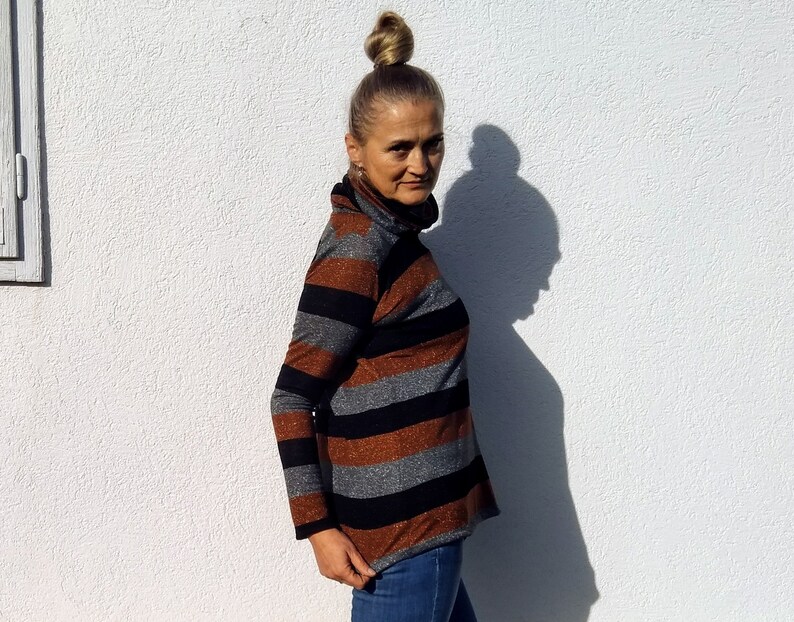 Striped Turtleneck Sweater Mask. Long Sleeve Wool Cotton - Etsy