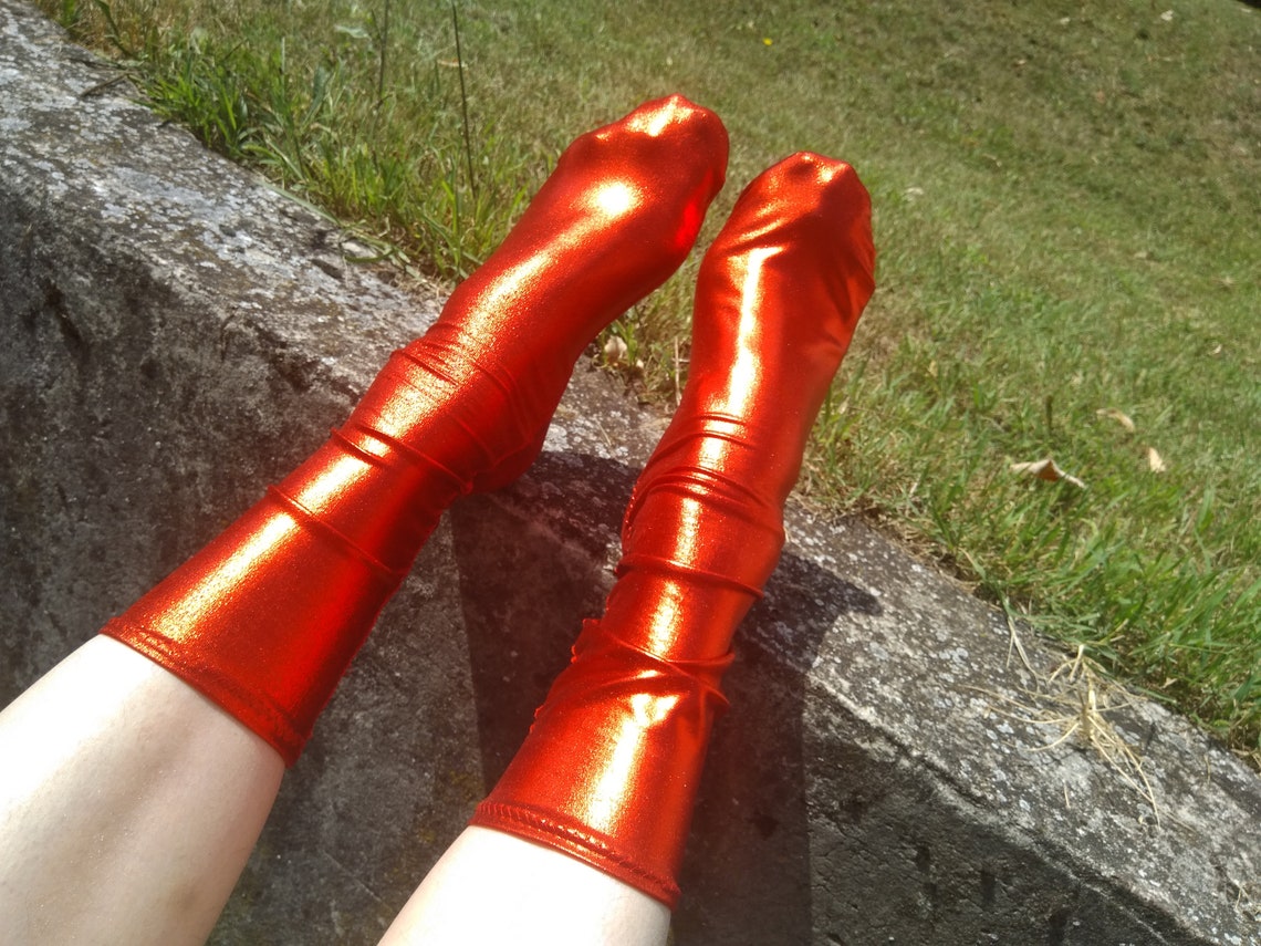Glitter Holographic Stretchable Socks. Cute Red Cool Ankle - Etsy