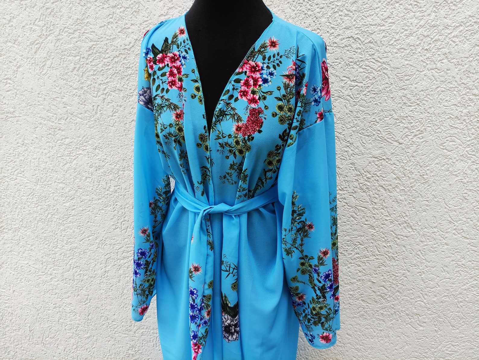 Sky Blue Chiffon Kimono Robe. Coctail Party Novelty Casual - Etsy