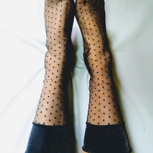 Tulle Socks. Sheer Black Polka Dot Cute Novelty Transparent Socks ...