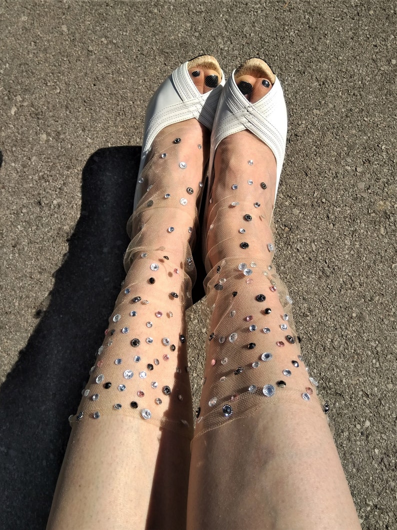 Tulle Socks. Sheer Cute Sparkle Transparent Rhinestone Cool - Etsy