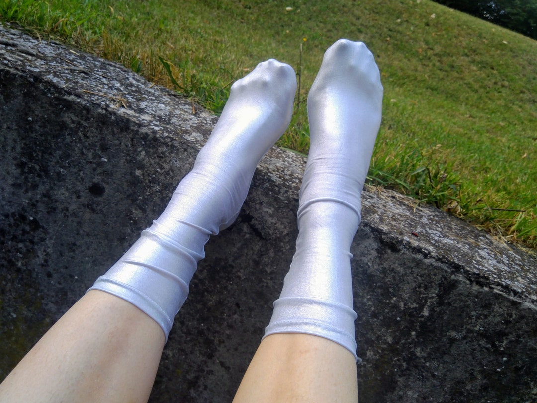 Glitter Holographic Stretchable Socks. Cute Silver Cool Ankle - Etsy