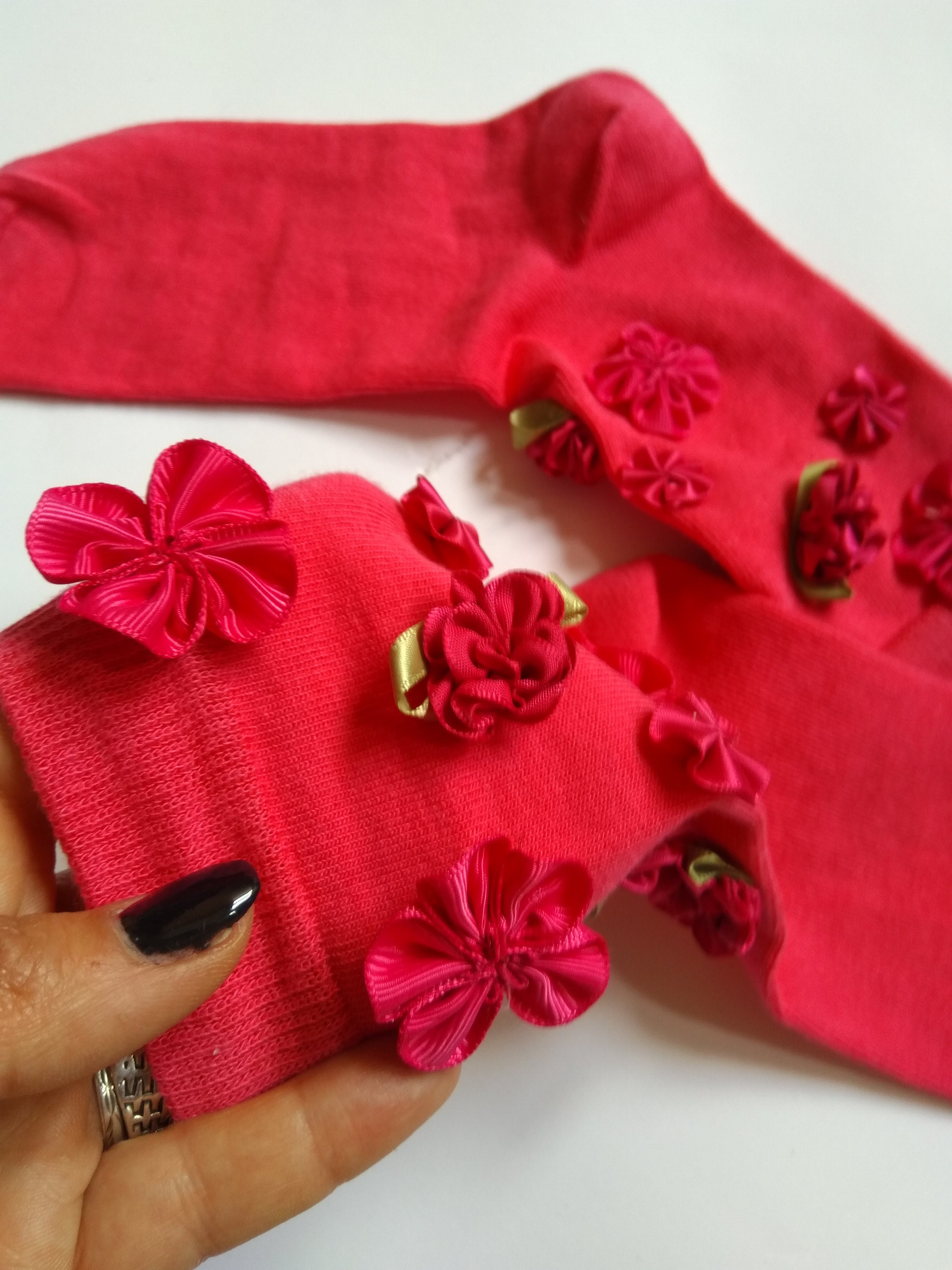 Flower Cotton Socks. Ankle Cute Novelty Happy Cool Red White | Etsy