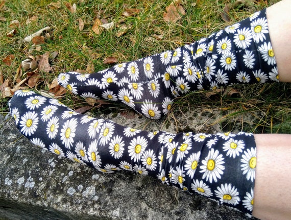 Daisy Socks. Cotton Cute Cool Novelty Printed Navy Blue Ankle - Etsy