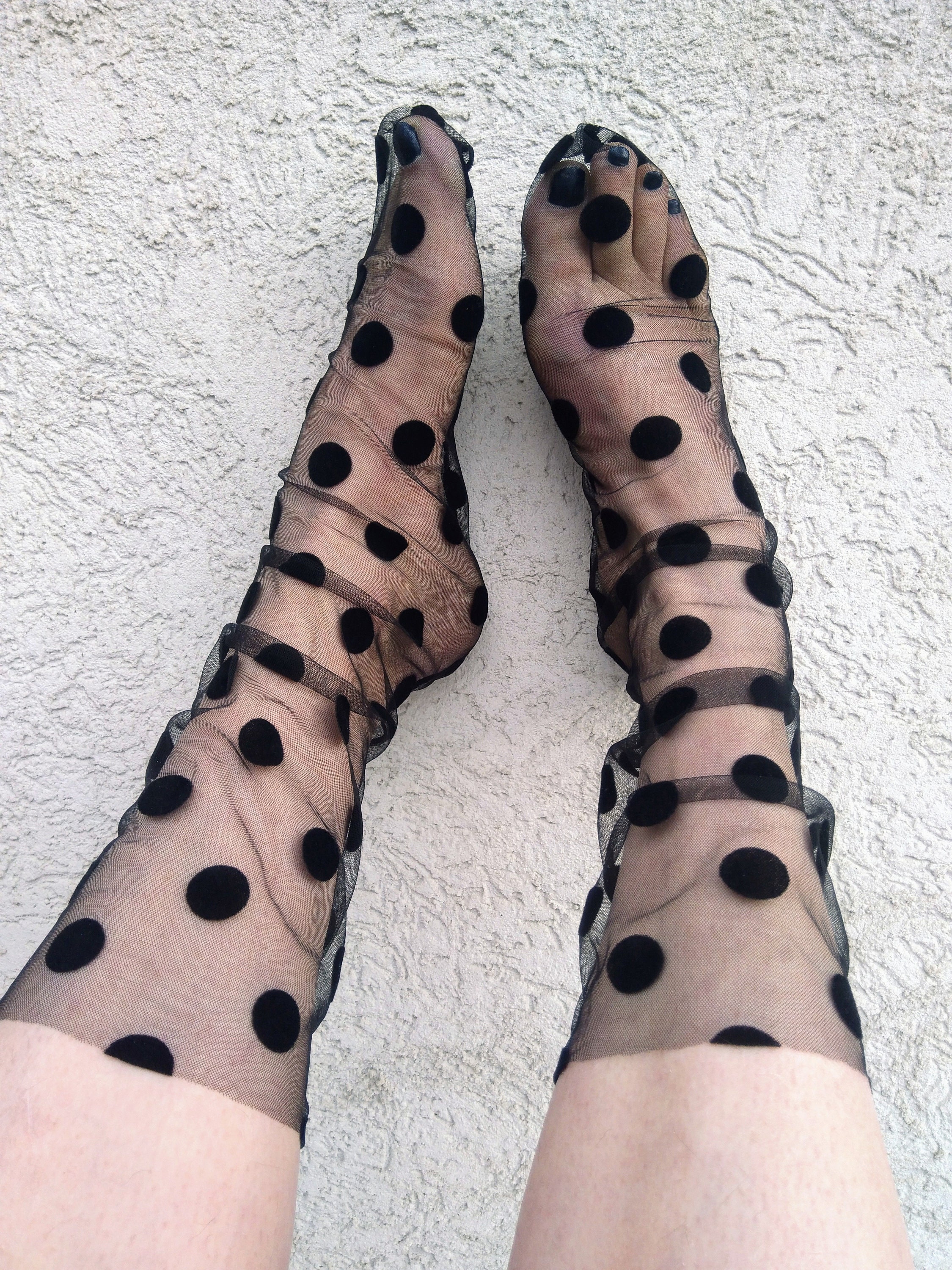 Tulle Socks. Sheer Black Cute Novelty Transparent Polka Dot - Etsy