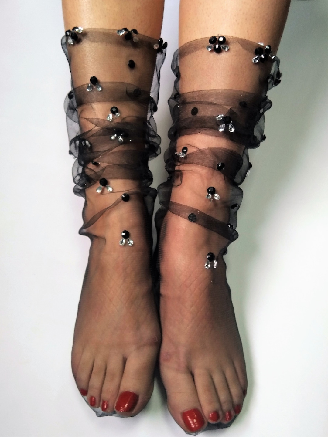 Tulle Socks. Sheer Transparent Rhinestone Cool Cute Sparkle Socks ...