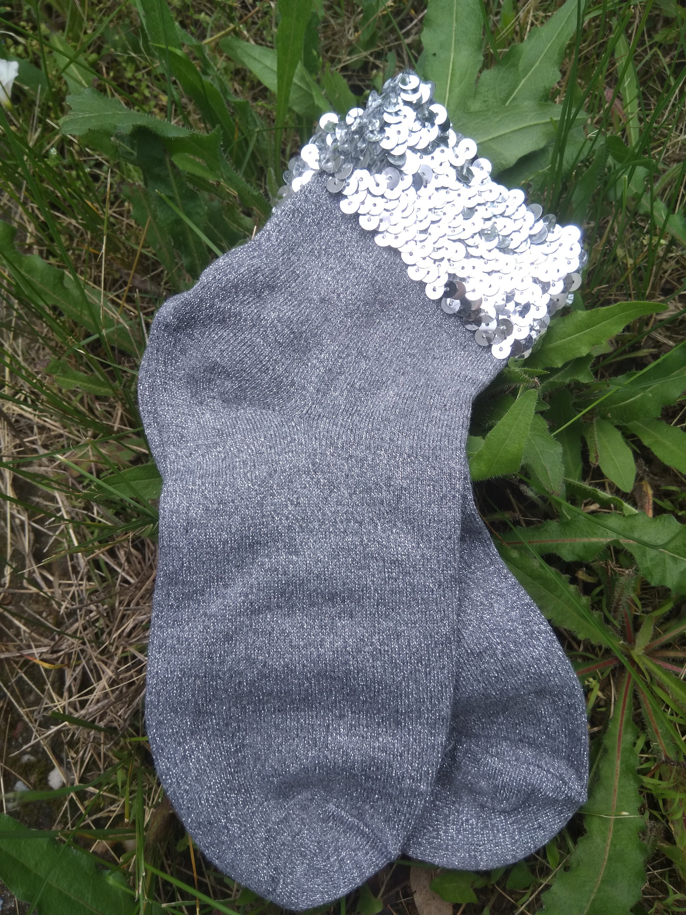 Silver Socks. Embellished Cotton Cute Funny Novelty Sequin - Etsy