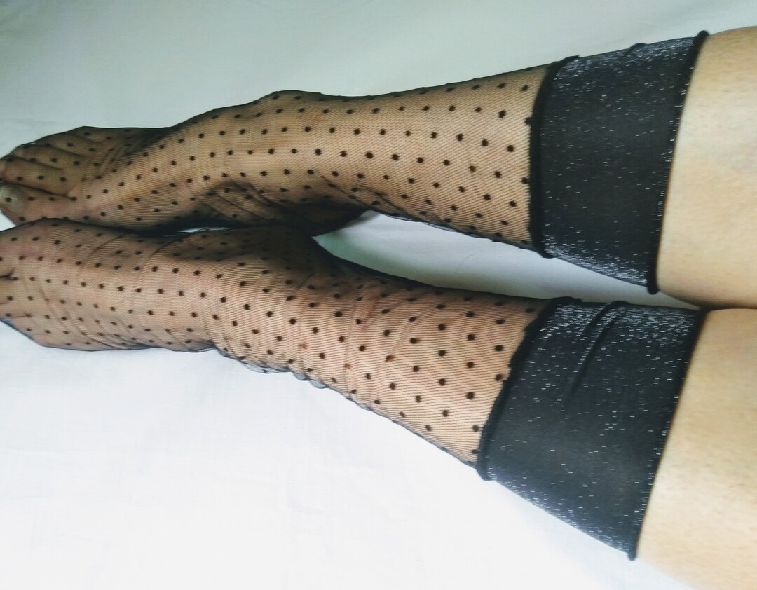 Tulle Socks. Sheer Black Polka Dot Cute Novelty Transparent Socks ...